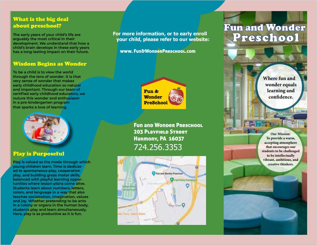 InDesign Tri-fold Pamphlet Project - Website Designer in Butler PA,